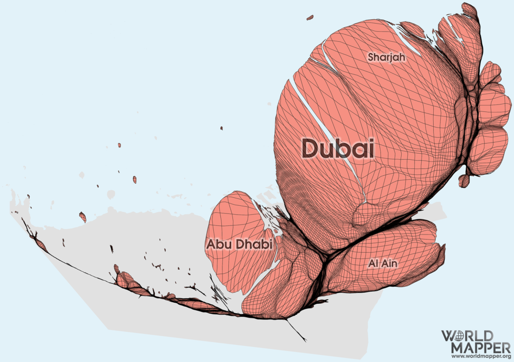 United Arab Emirates Gridded Population - Worldmapper