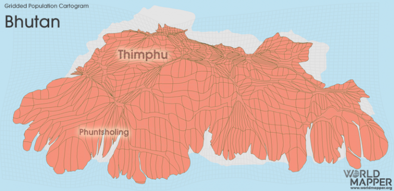 Bhutan Gridded Population - Worldmapper