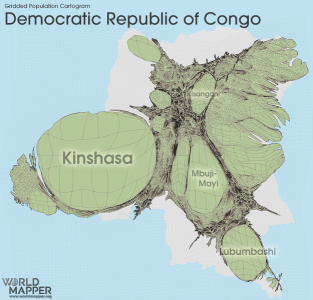 Democratic Republic of the Congo Gridded Population - Worldmapper
