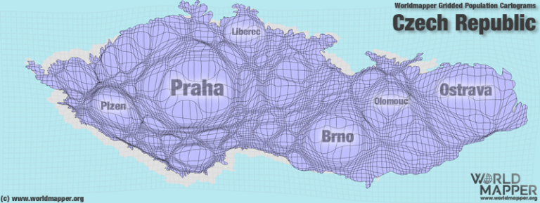 Czech Republic / Czechia Gridded Population - Worldmapper