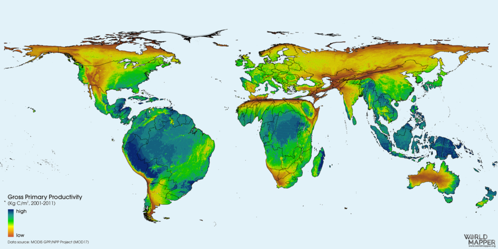 Terrestrial Ecosystem Productivity - Worldmapper