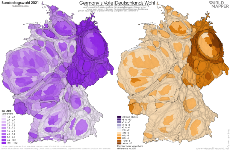 Bundestagswahl 2021: Map Views of the German Federal Election - Worldmapper
