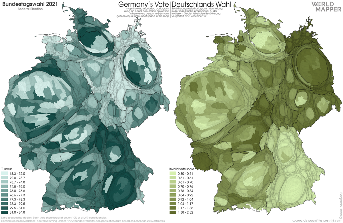 Bundestagswahl 2021: Map Views of the German Federal Election - Worldmapper