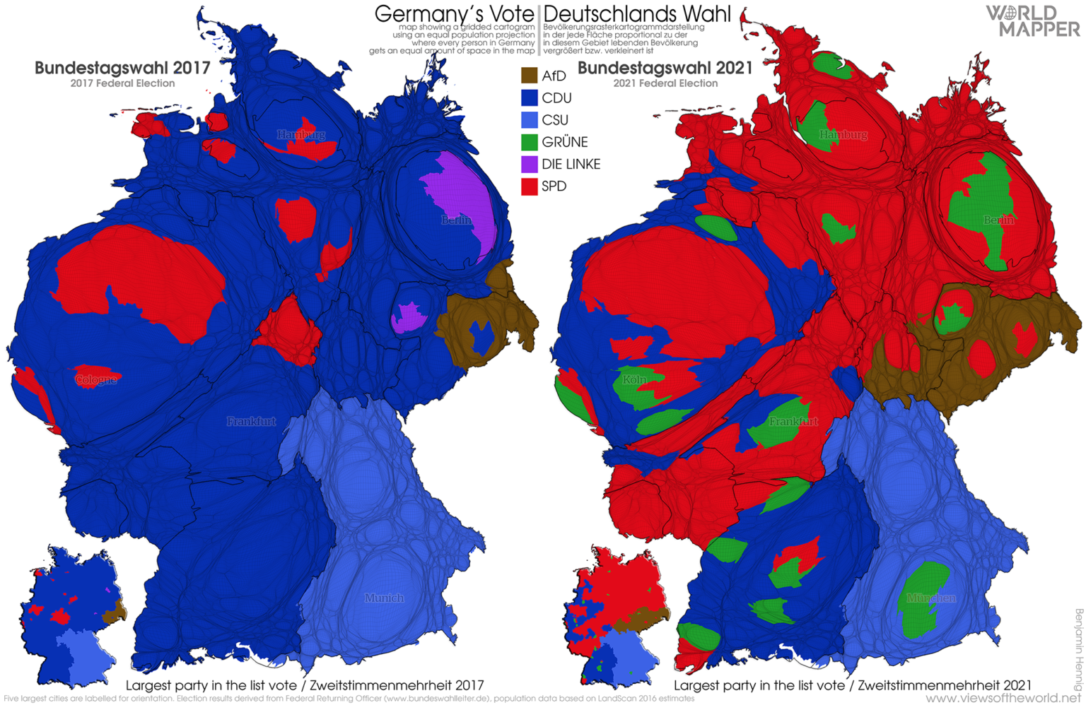 Bundestagswahl 2021: Map Views of the German Federal Election - Worldmapper